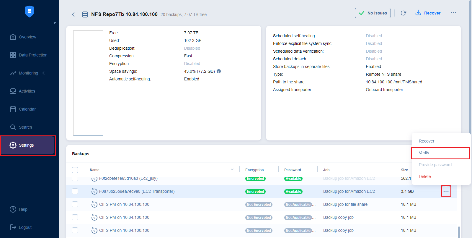 Running Block Level Backup Verification